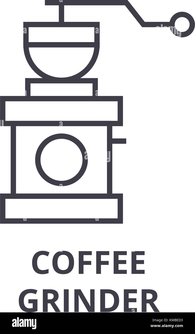 coffee grinder line icon, outline sign, linear symbol, vector, flat ...