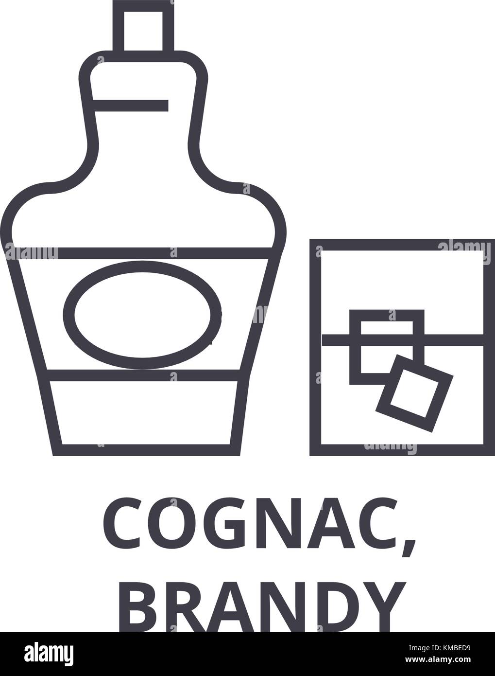 cognac, brandy line icon, outline sign, linear symbol, vector, flat ...