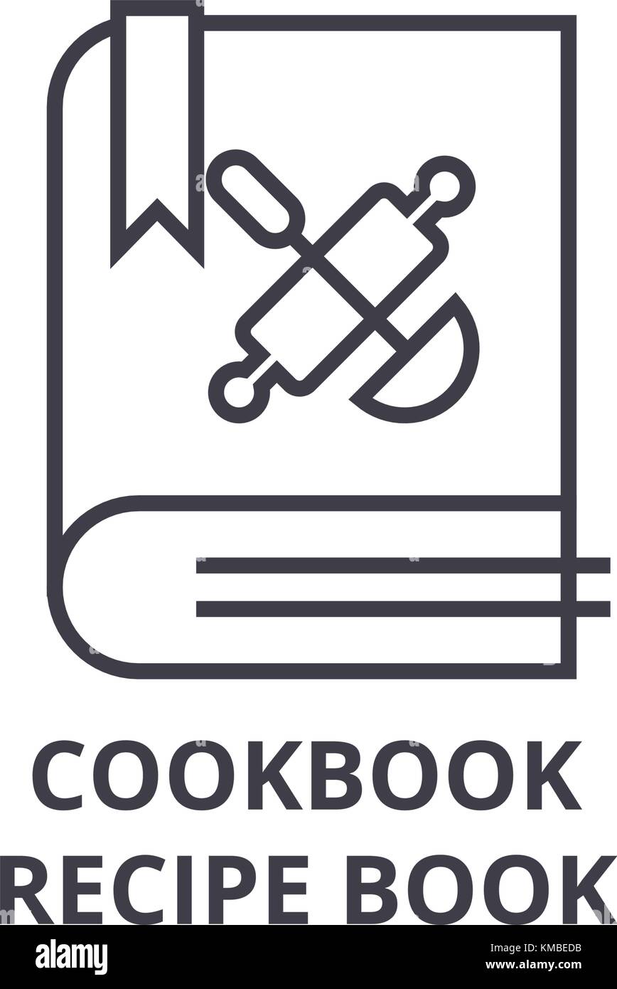 cookbook, recipe book line icon, outline sign, linear symbol, vector ...