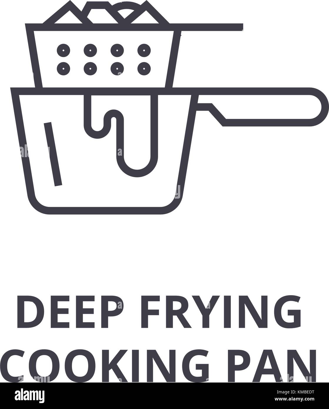 deep frying cooking pan line icon, outline sign, linear symbol, vector ...