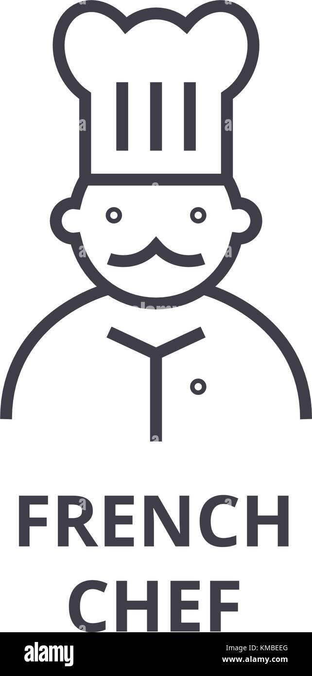 french chef line icon, outline sign, linear symbol, vector, flat ...