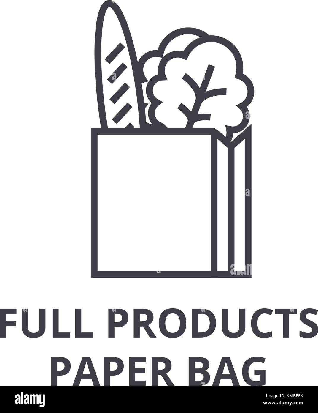 full products paper bag line icon, outline sign, linear symbol, vector ...