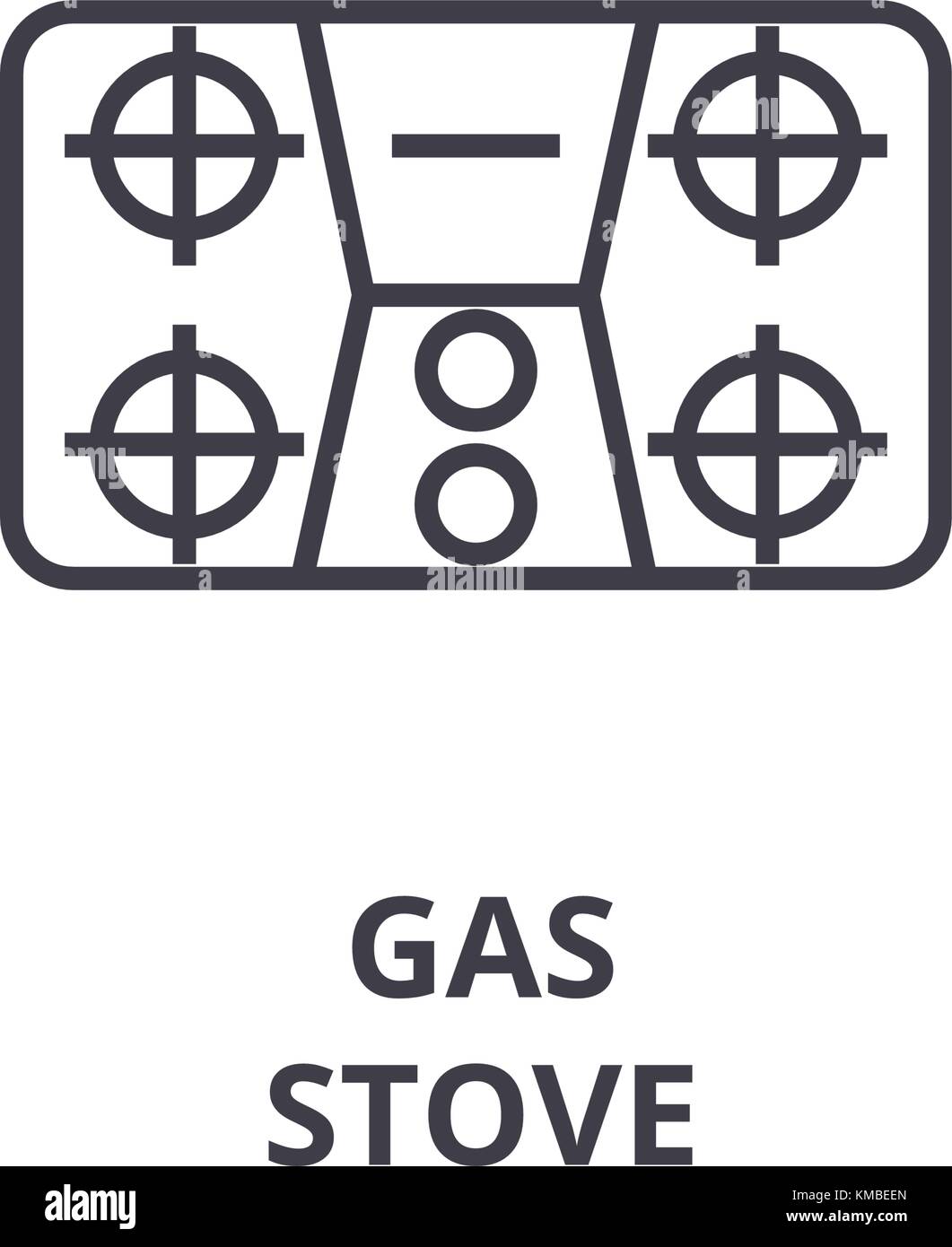 gas stove line icon, outline sign, linear symbol, vector, flat ...