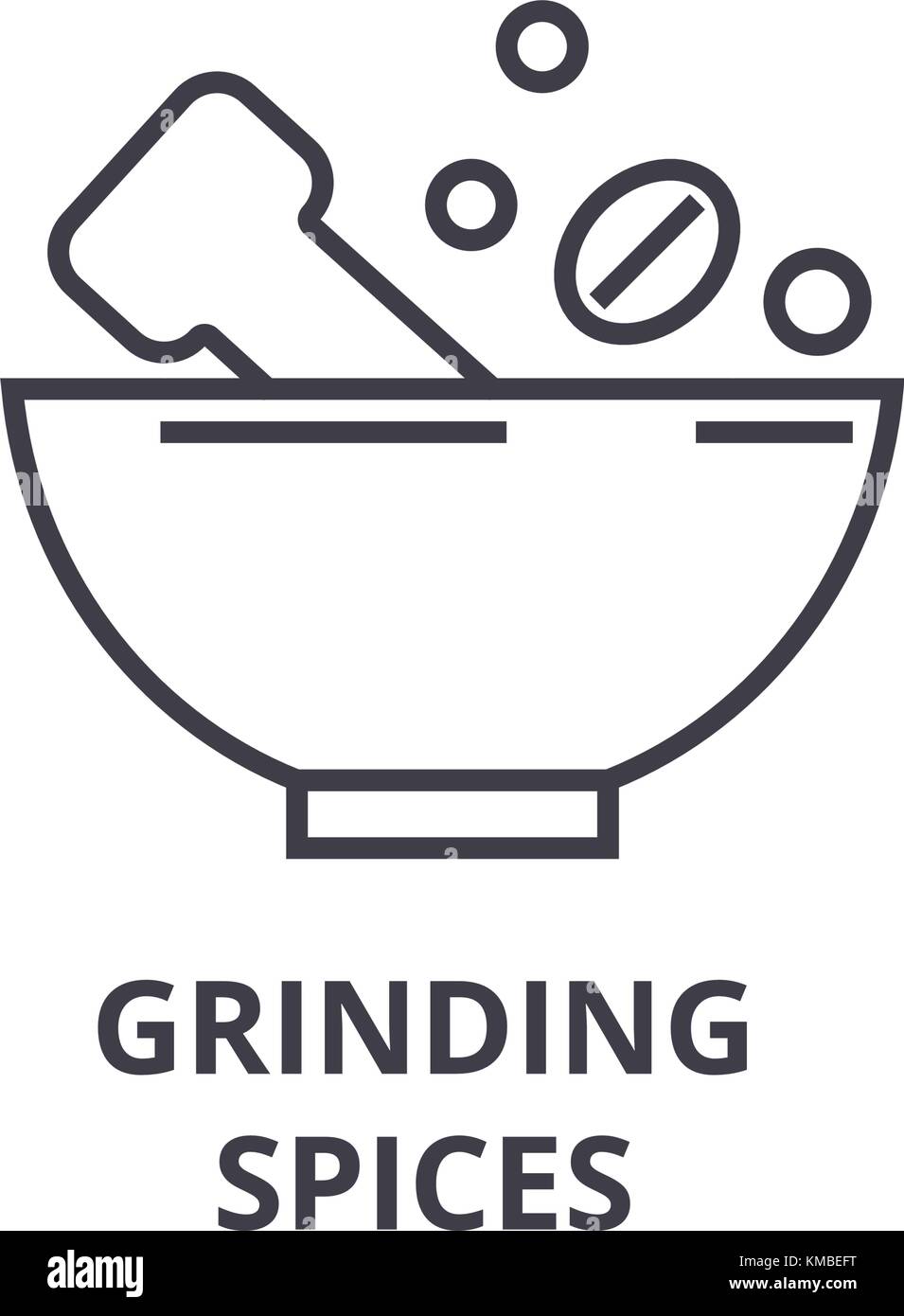 grinding spices line icon, outline sign, linear symbol, vector, flat ...