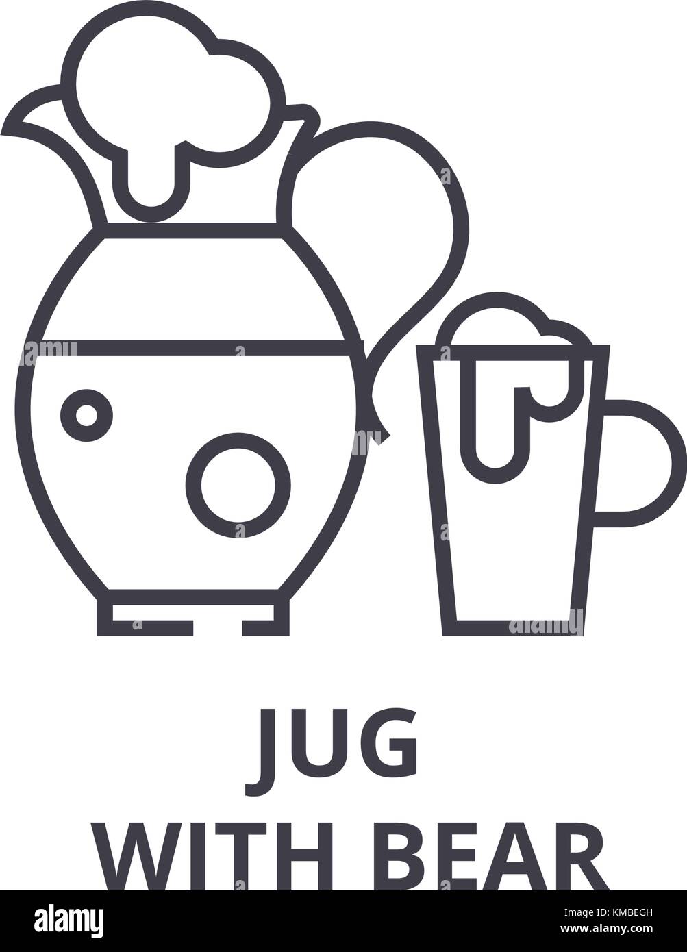 jug with bear line icon, outline sign, linear symbol, vector, flat ...