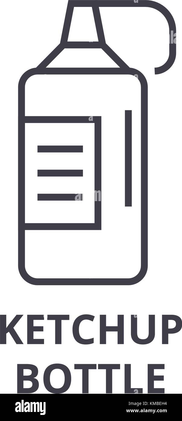 ketchup bottle line icon, outline sign, linear symbol, vector, flat ...
