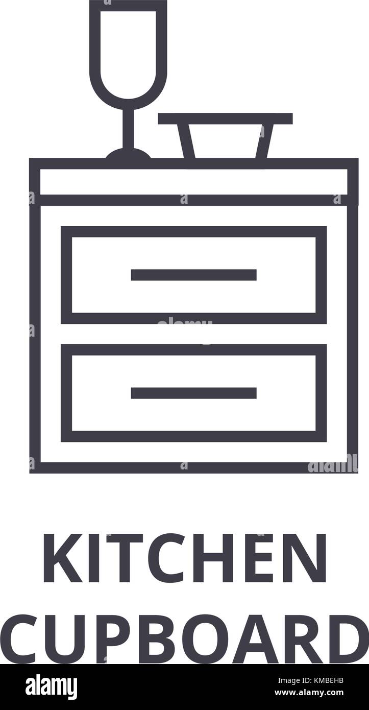 kitchen cupboard line icon, outline sign, linear symbol, vector, flat ...