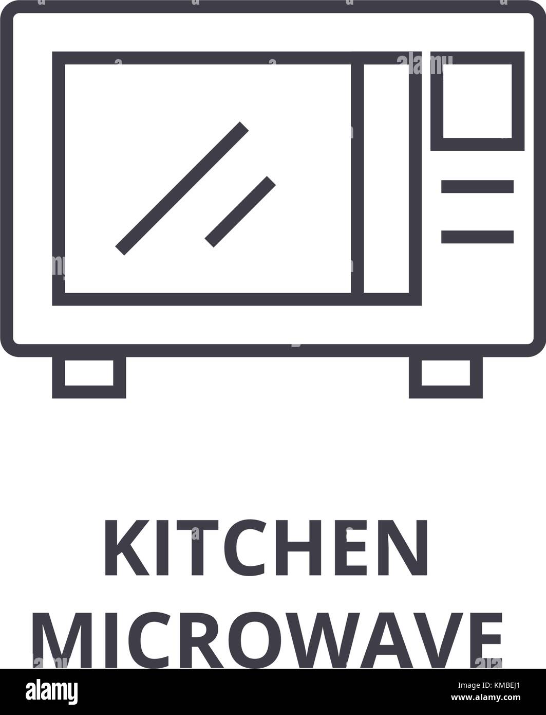 kitchen microwave line icon, outline sign, linear symbol, vector, flat ...