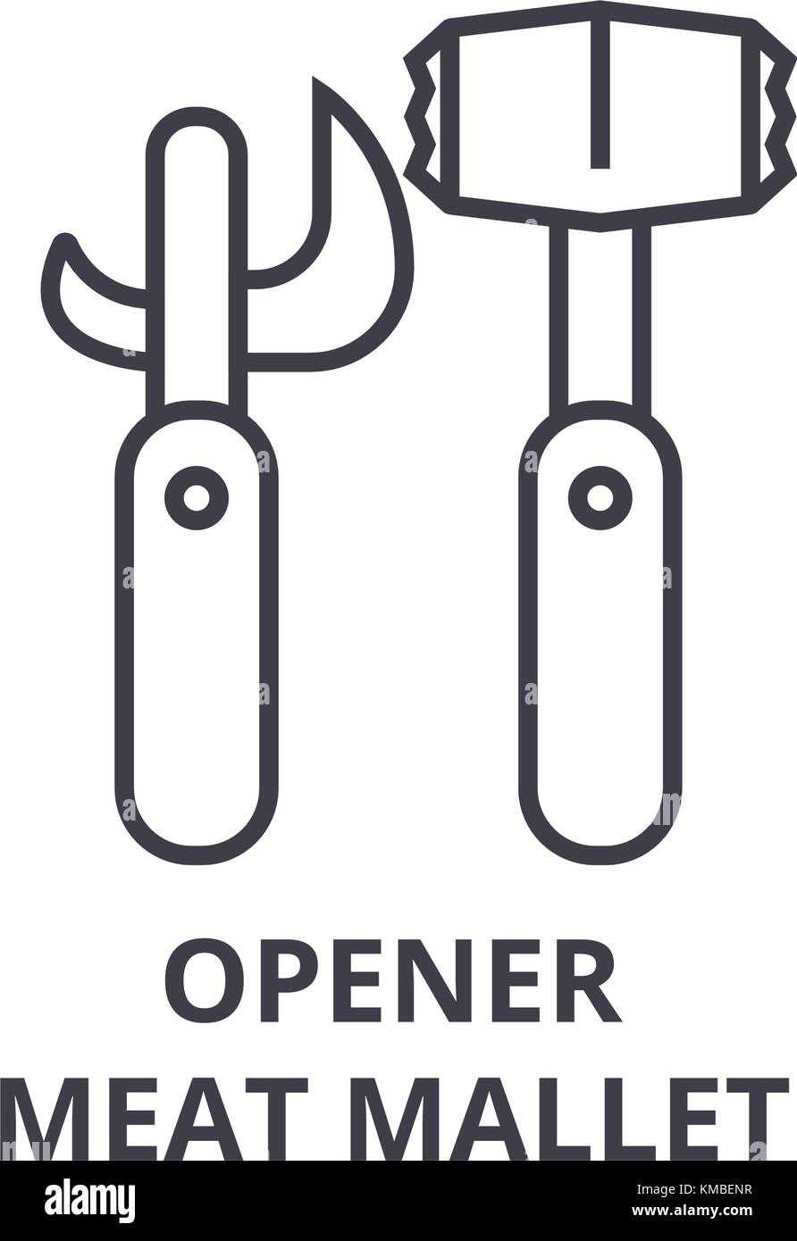 opener meat mallet line icon, outline sign, linear symbol, vector, flat ...