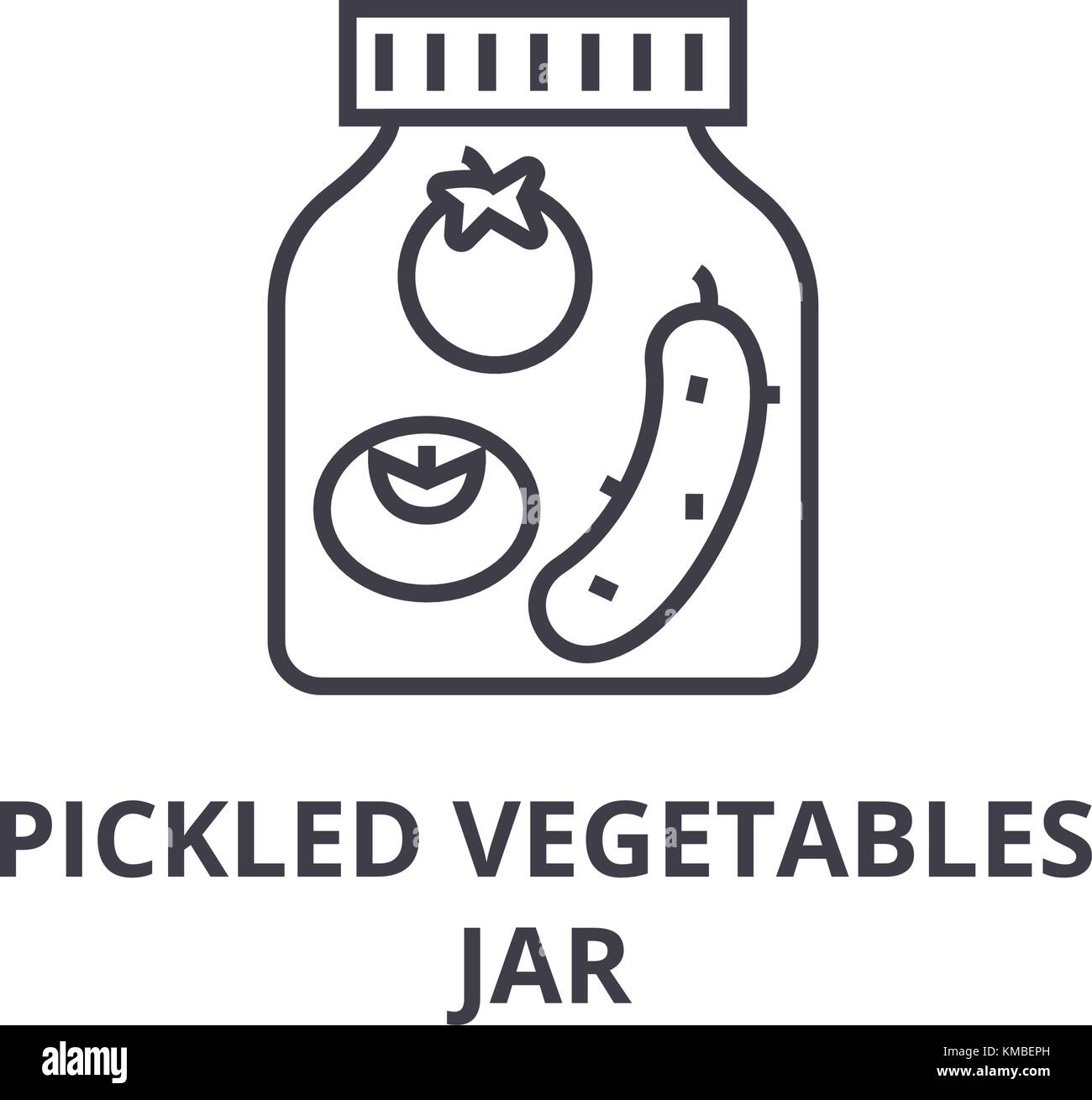pickled vegetables jar line icon, outline sign, linear symbol, vector ...