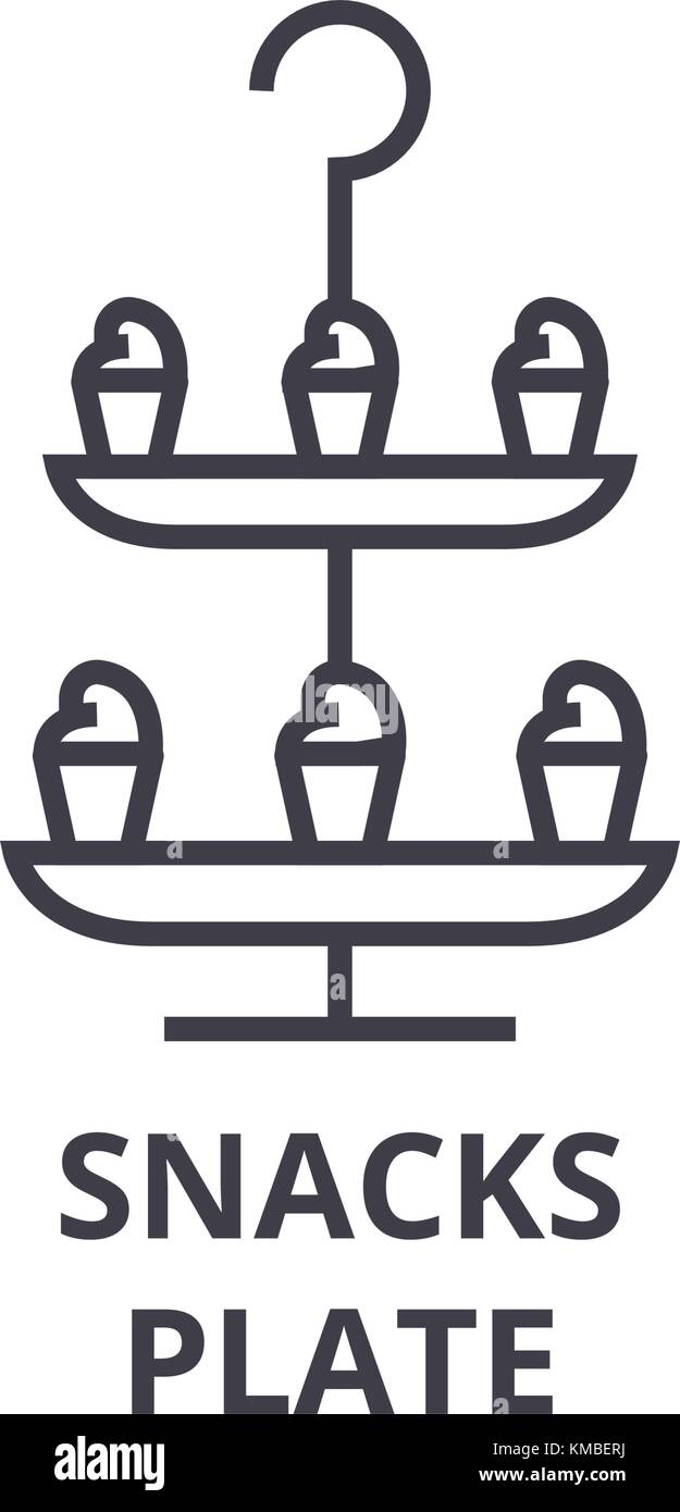 snacks plate line icon, outline sign, linear symbol, vector, flat ...