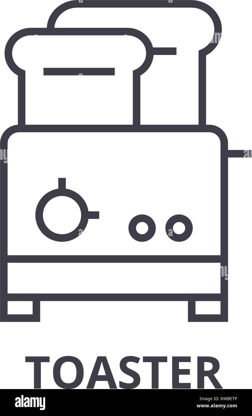 toaster line icon, outline sign, linear symbol, vector, flat ...