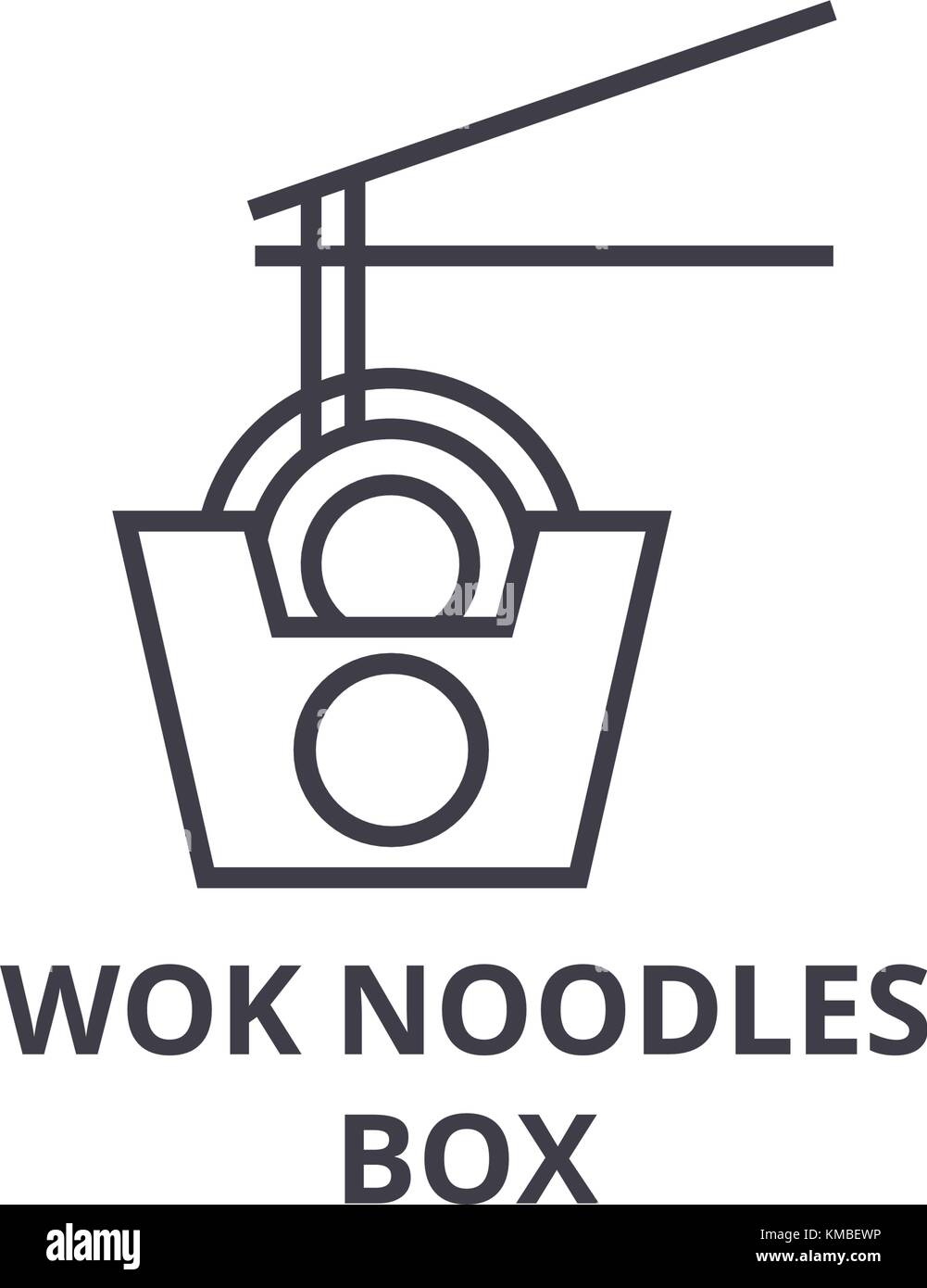 wok noodles box line icon, outline sign, linear symbol, vector, flat ...