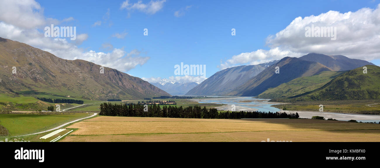 Head Waters of the Rangitata River and Mesopotamia Station Panorama New ...
