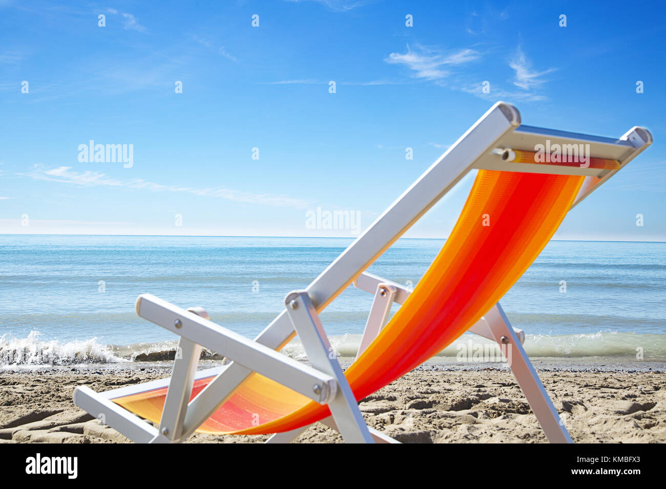 Colorful beach chair on the sun beach, vacation. Traveler dreams ...