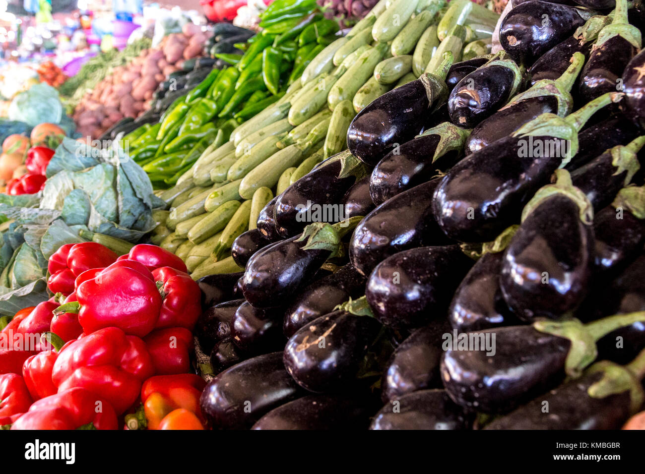 Fresh vegetables on a market Stock Photo - Alamy