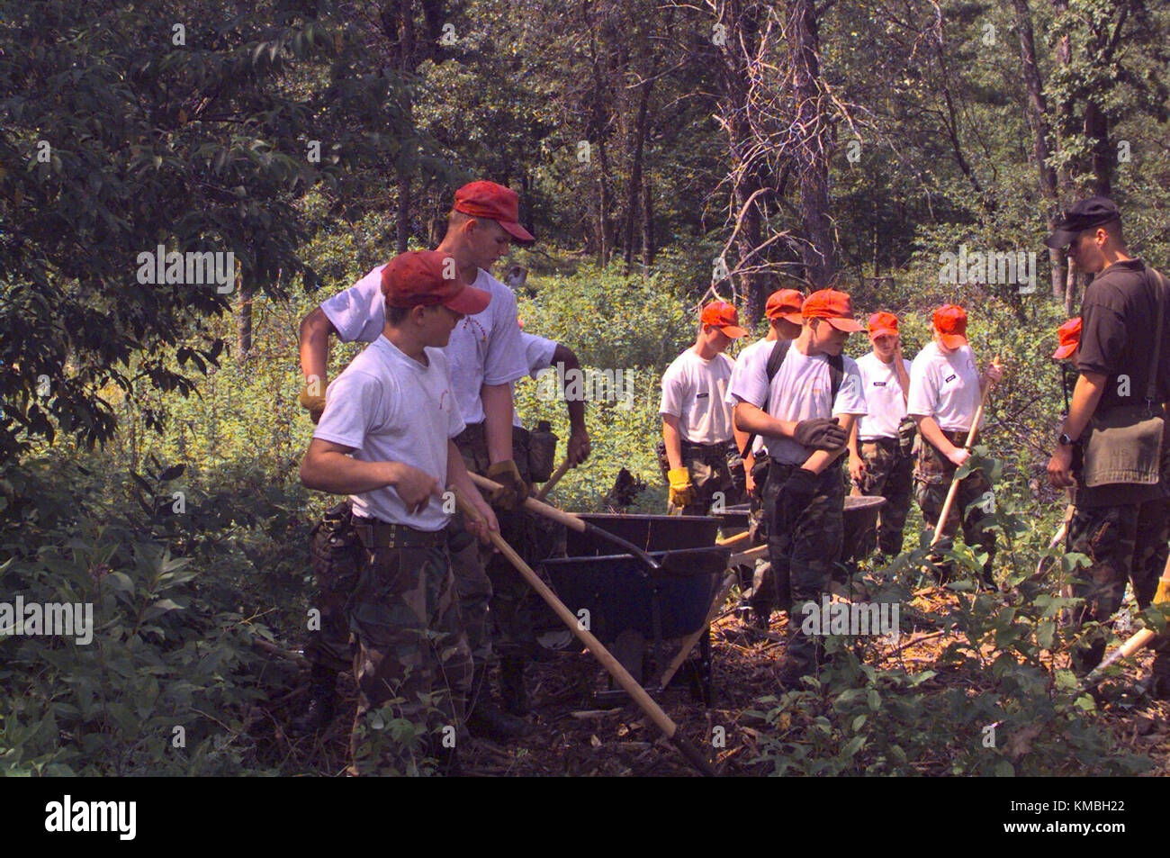 Badger Challenge cadets work on a walking trail near the Wisconsin ...