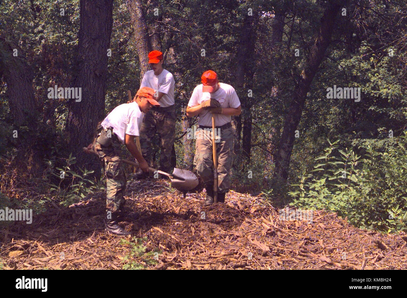 Badger Challenge cadets work on a walking trail near the Wisconsin ...