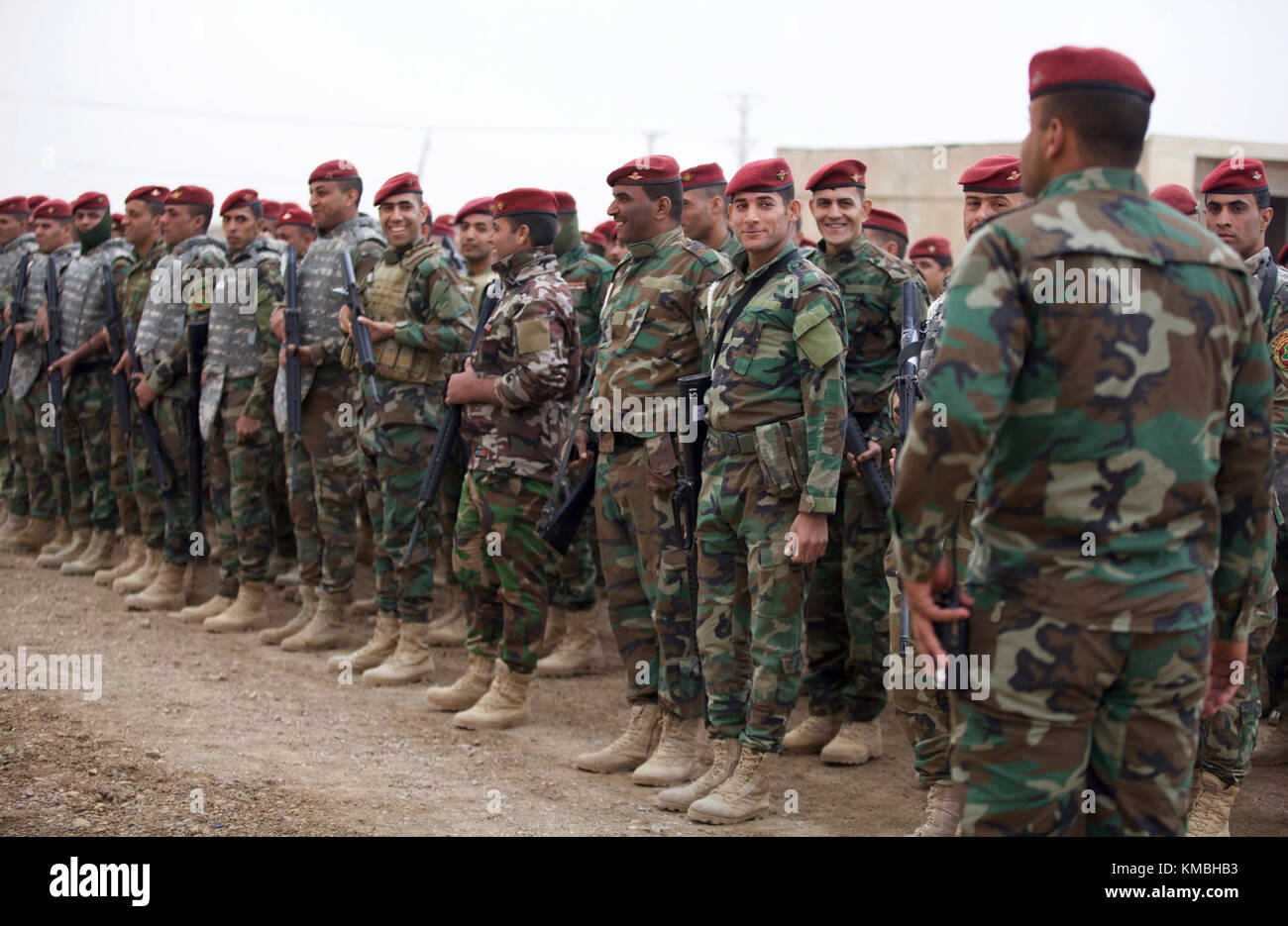 Members of the Iraqi Security Forces stand in formation during an urban ...