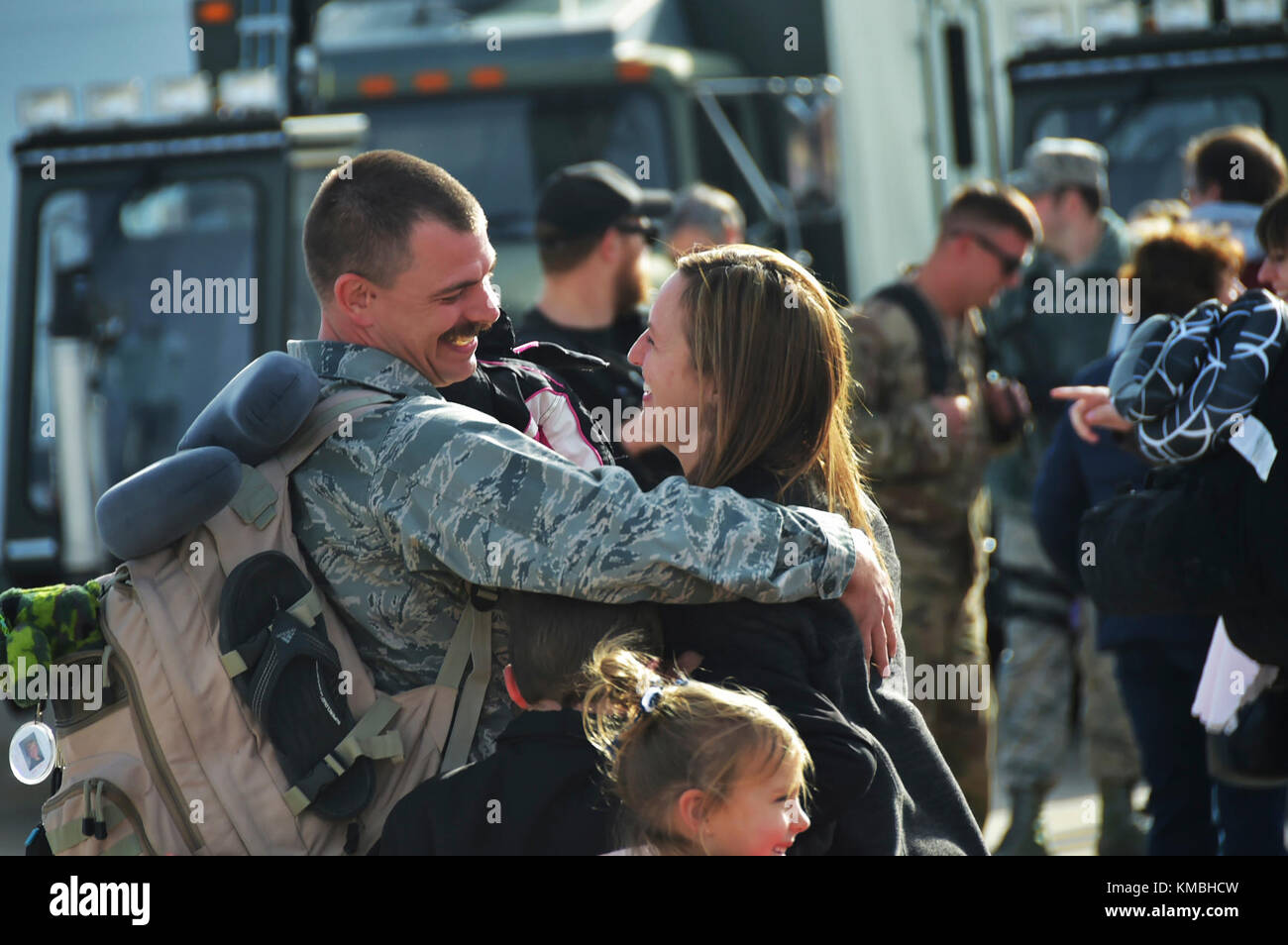 Airmen from the returning 128th Air Control Squadron reunite with ...