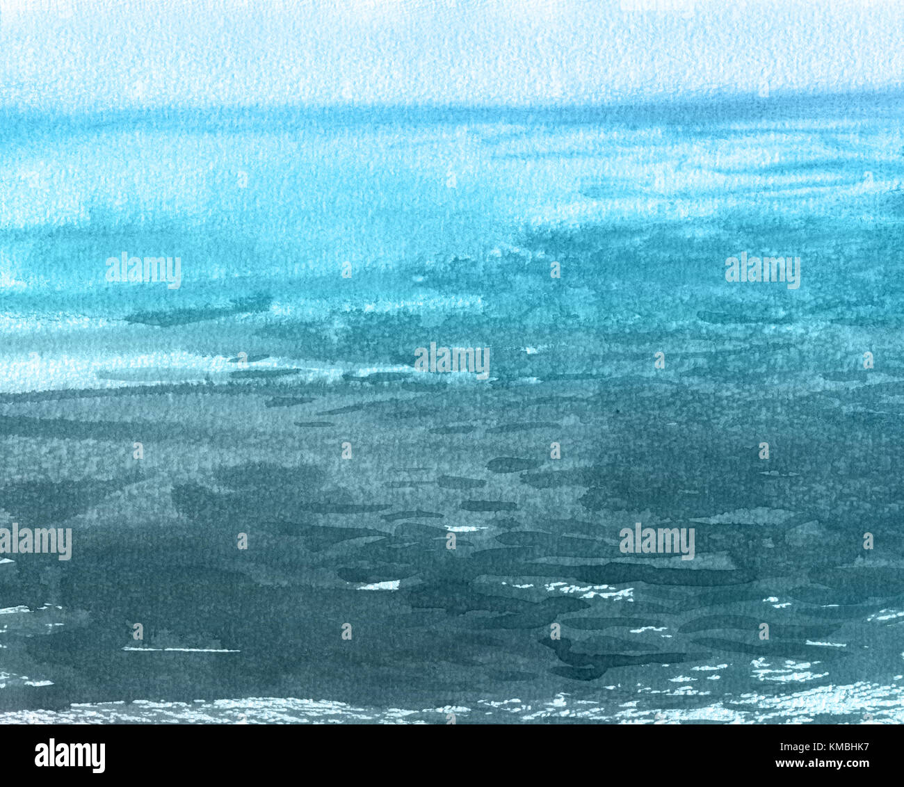 Ocean watercolor hand painting illustration Stock Photo - Alamy