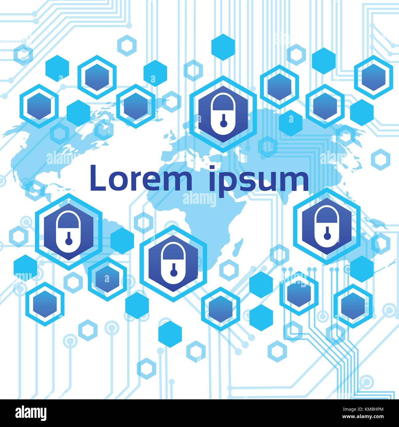 Closed Locks Over World Map Access Technology Concept Of Data ...