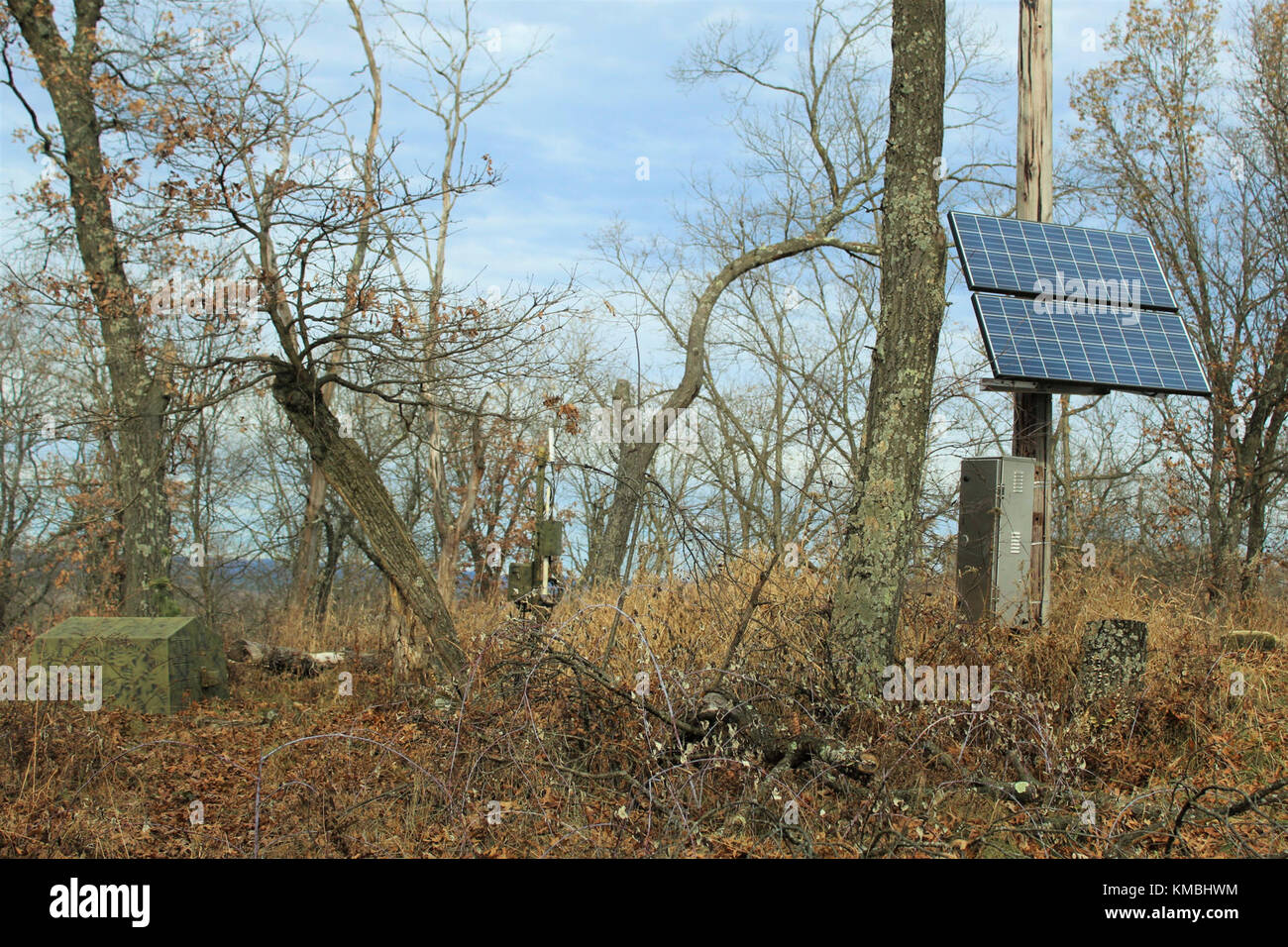 A training area powered by solar energy is shown Nov. 28, 2017, on ...