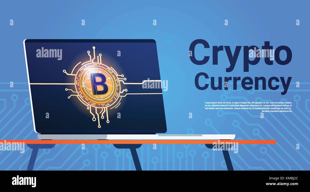 Bitcoin On Laptop Computer Monitor Digital Web Money Crypto Currency ...