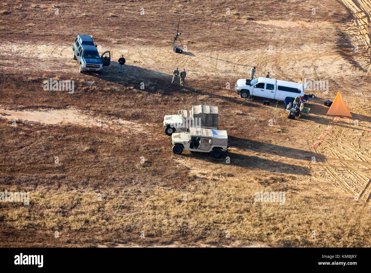 An aerial shot of U.S. Army soldiers supporting U.S. Army paratroopers ...