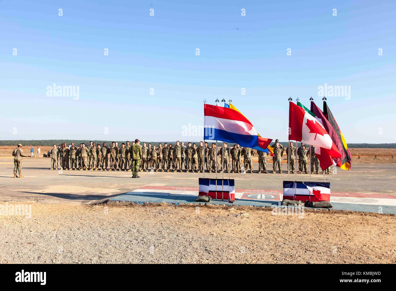 U.S. Army paratroopers stand in formation to receive their Swedish jump ...