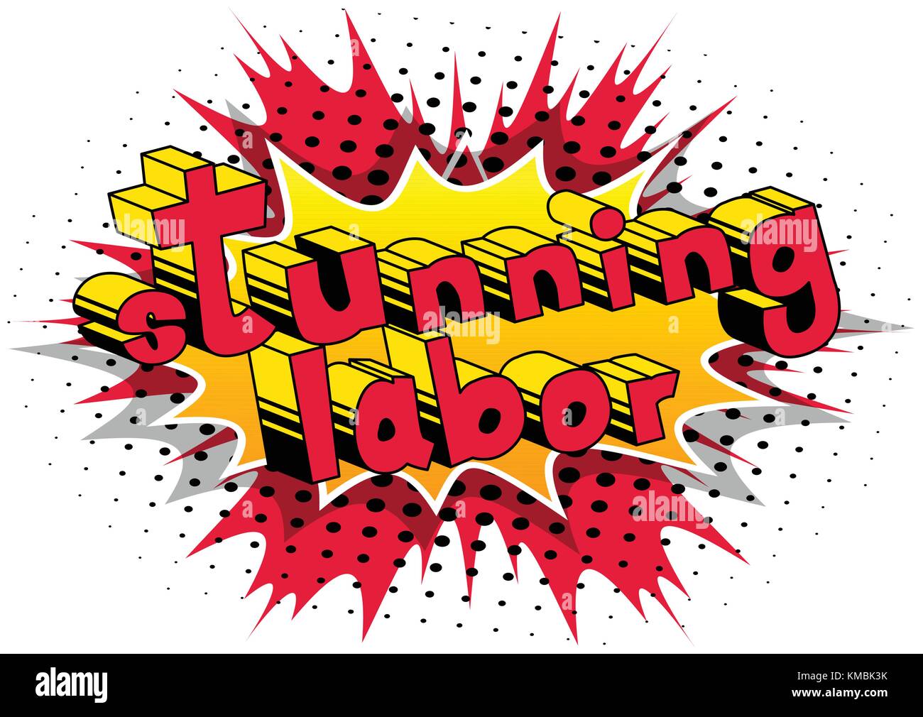 Stunning Labor - Comic book style word on abstract background Stock ...