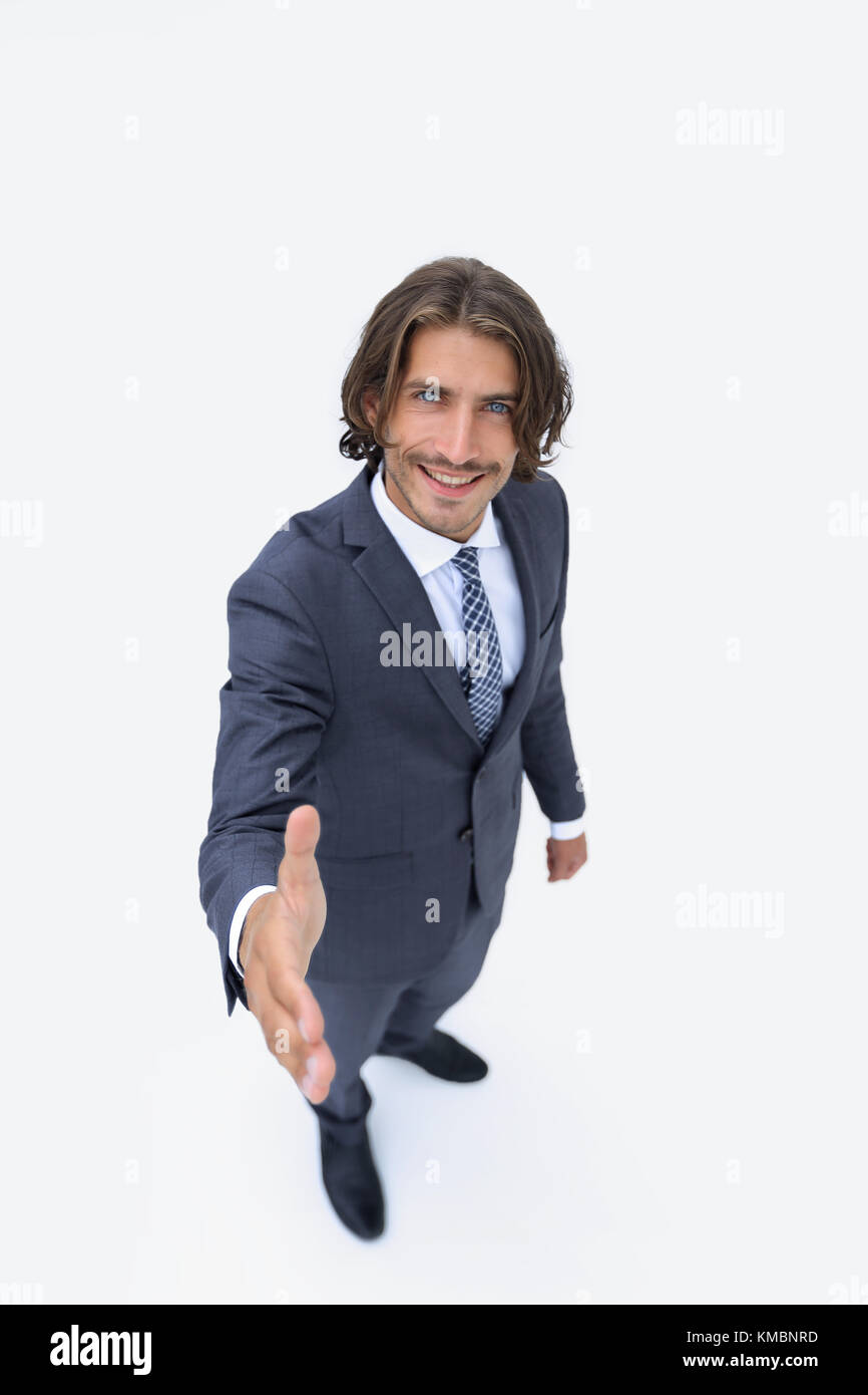 Business man offer and give hand for handshake Stock Photo - Alamy