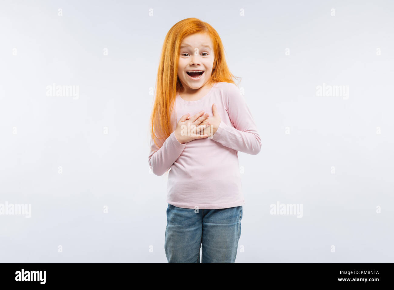 Child pointing to herself hi-res stock photography and images - Alamy