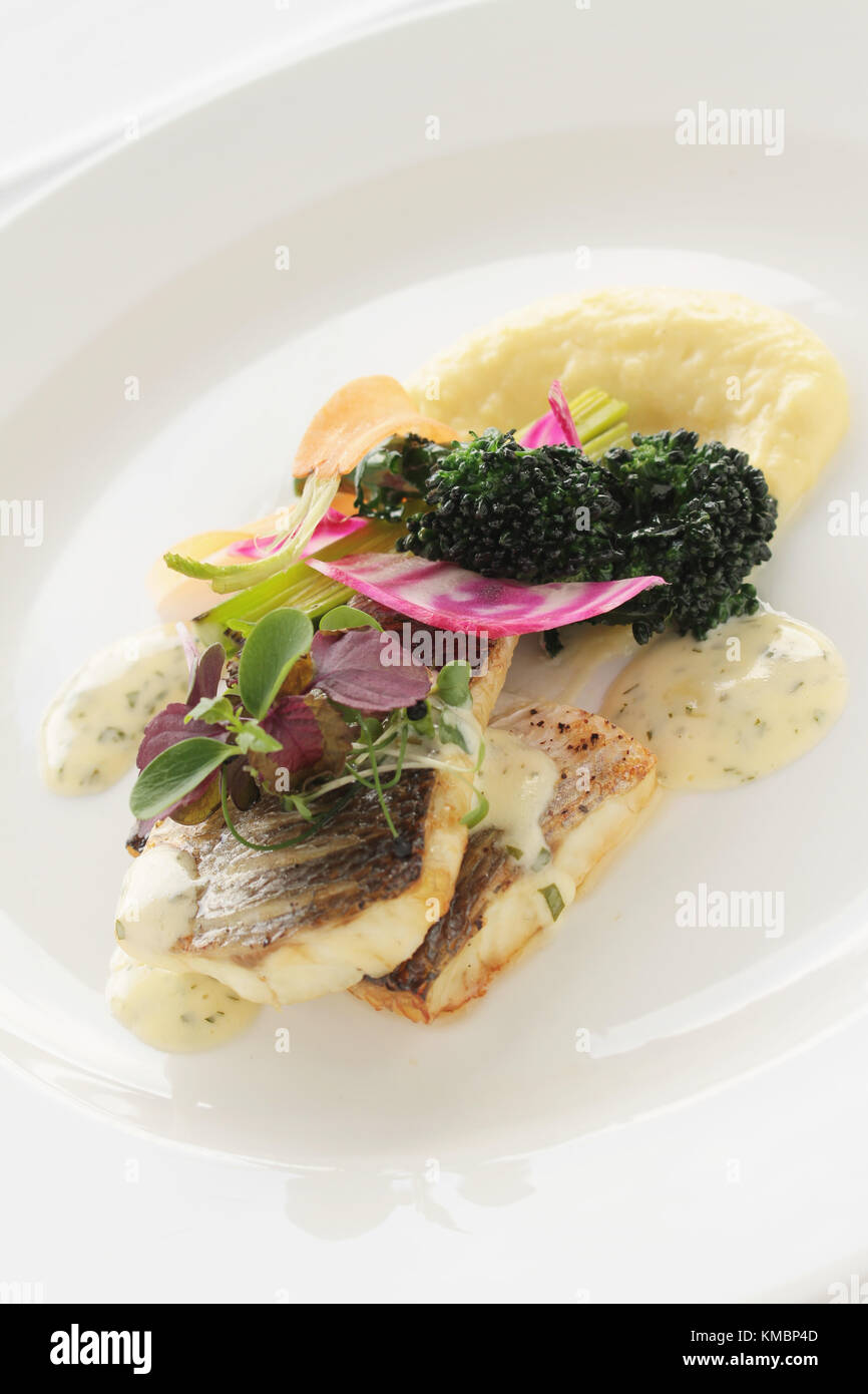 plated fish starter appetizer Stock Photo - Alamy