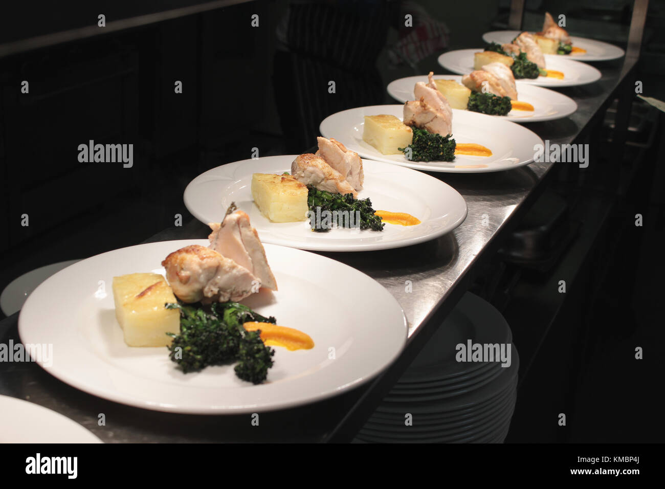 plated food in kitchen Stock Photo - Alamy