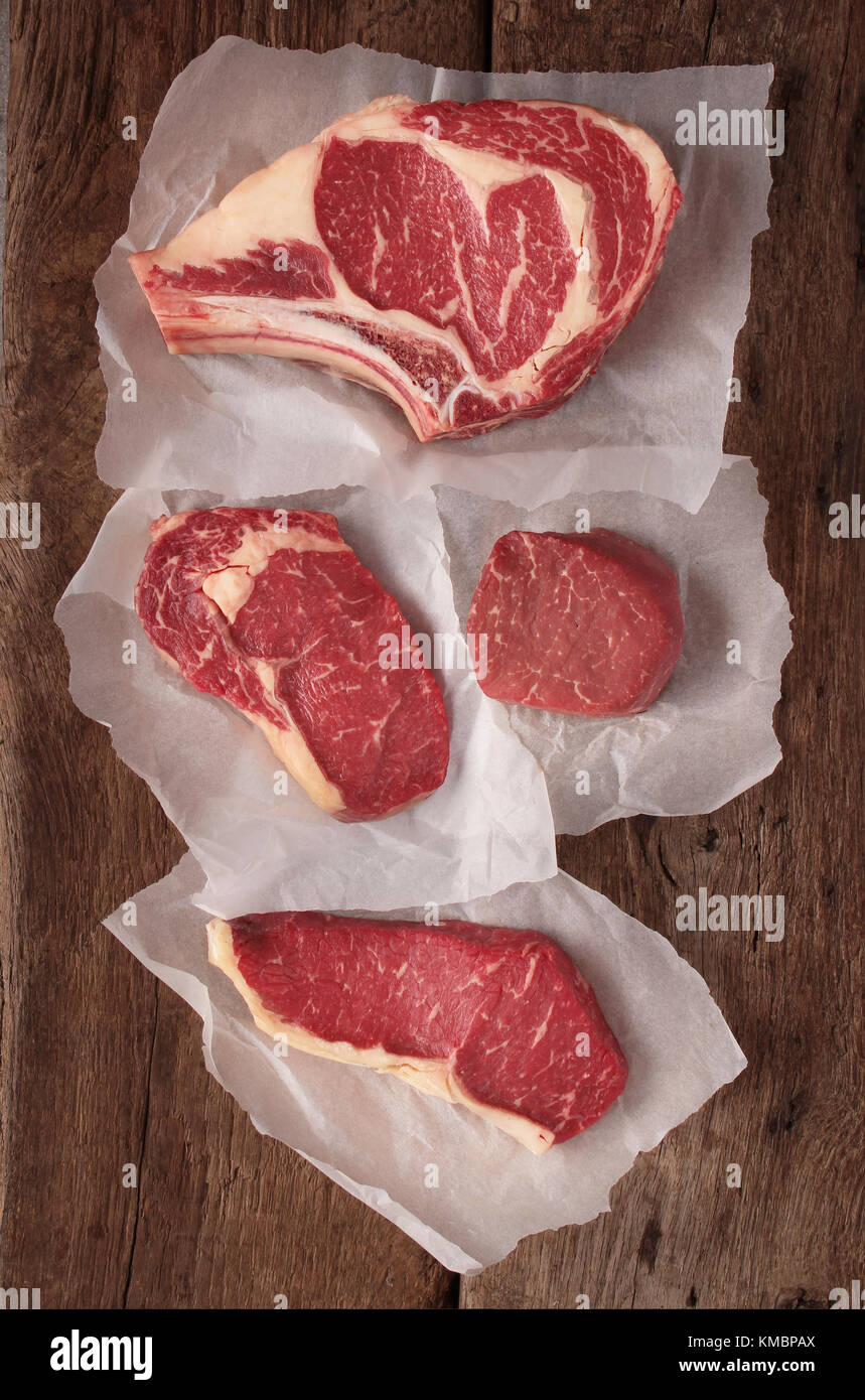 raw prime meat beef pork lamb cuts Stock Photo - Alamy