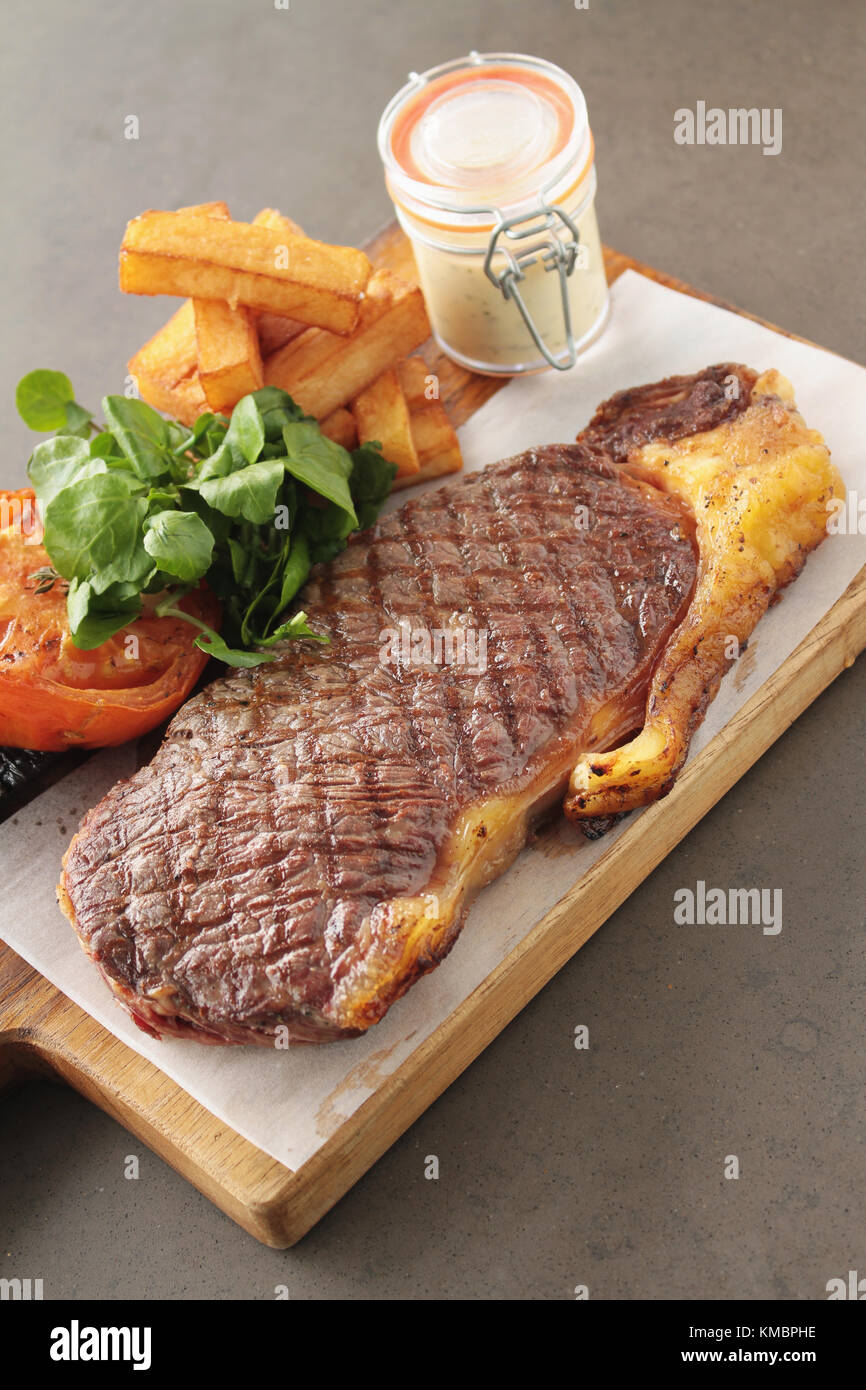 sirloin steak plated meal Stock Photo - Alamy