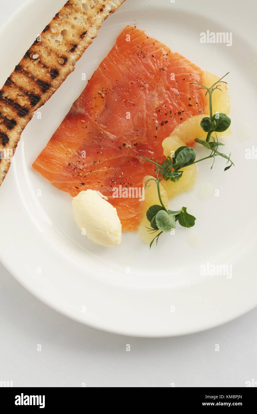 Plated smoked salmon starter hi-res stock photography and images - Alamy