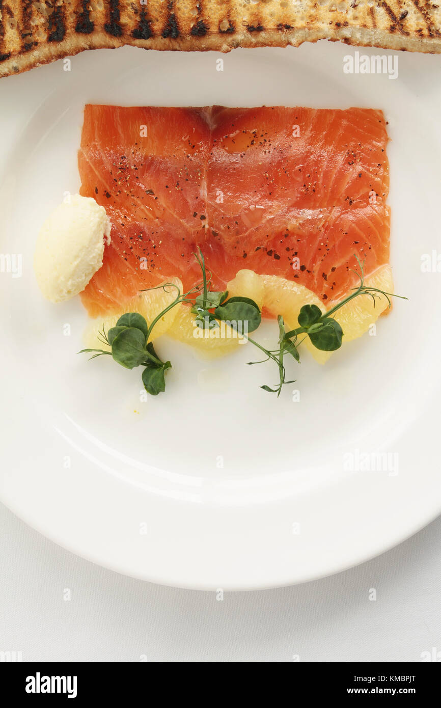 Plated smoked salmon starter hi-res stock photography and images - Alamy