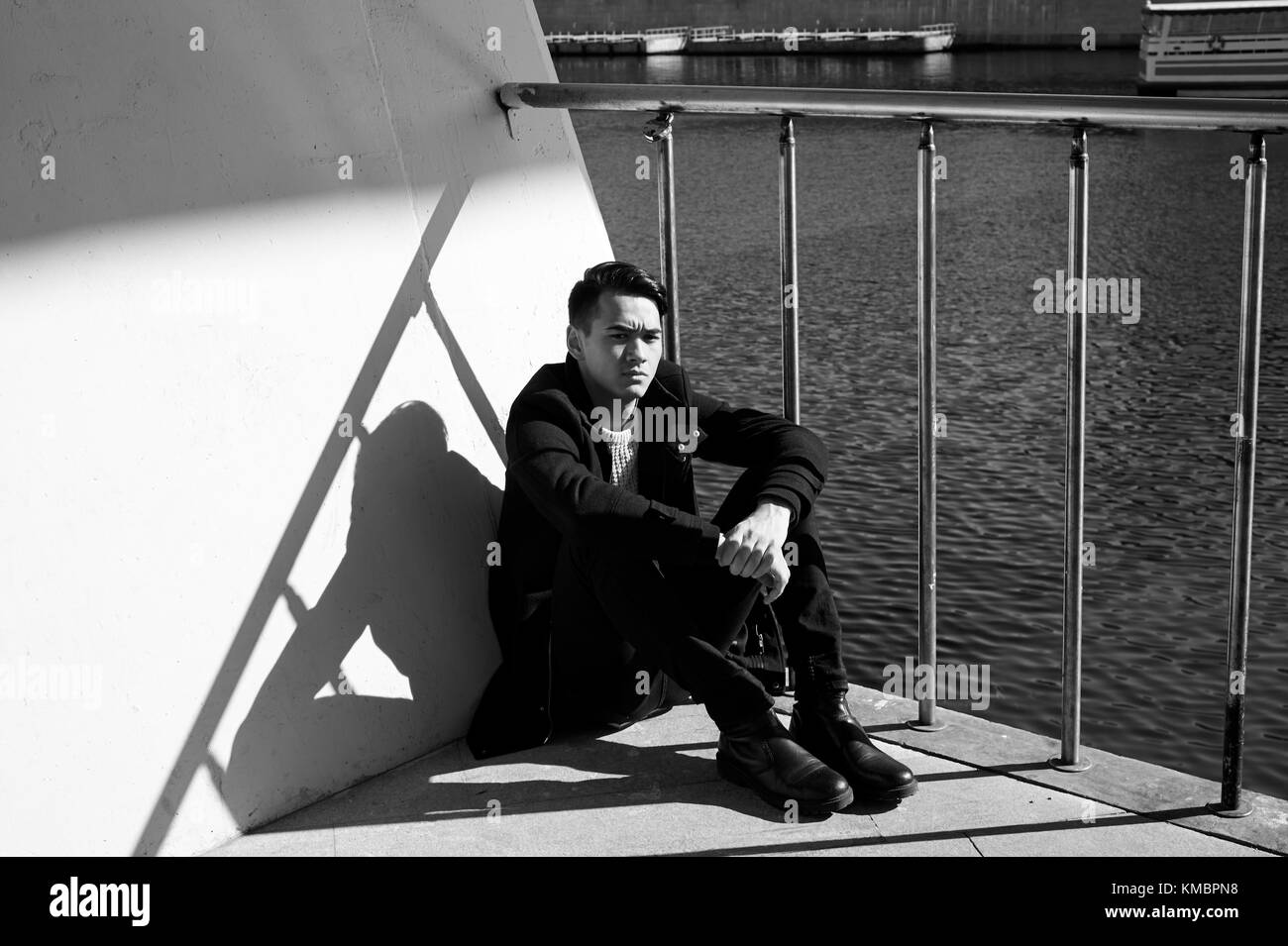 Male model in water sad Black and White Stock Photos & Images - Alamy