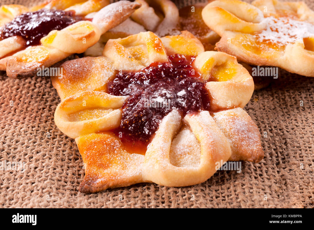 Sweet dessert pastry with the strawberries jam Stock Photo - Alamy