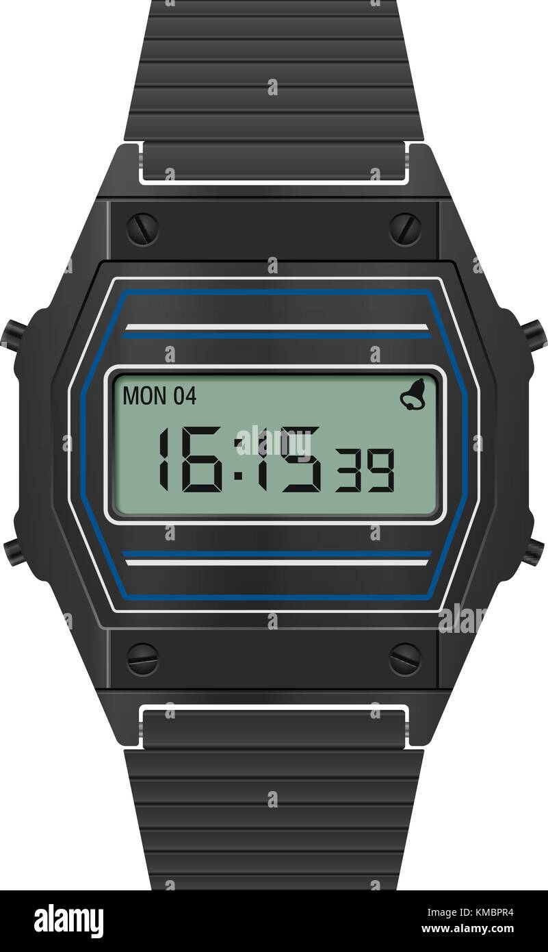 Retro digital watch on a white background Stock Vector Image & Art - Alamy