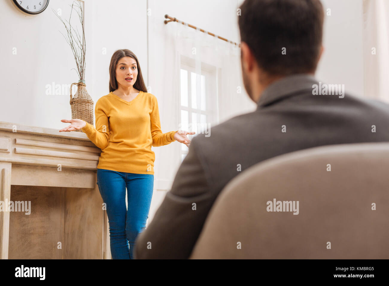 Amazed female patient expressing her emotions Stock Photo - Alamy