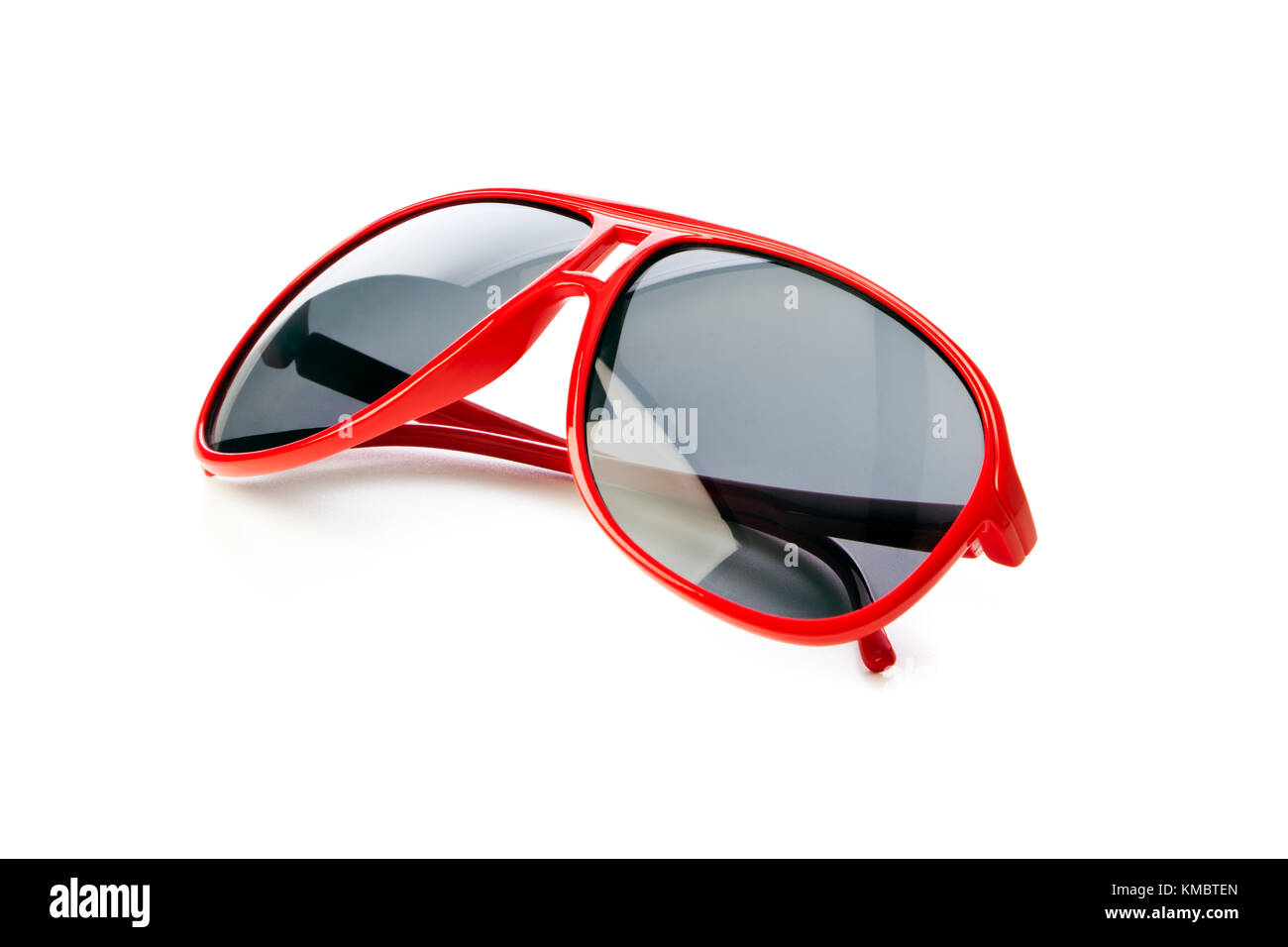 Red sunglasses on white background Stock Photo - Alamy