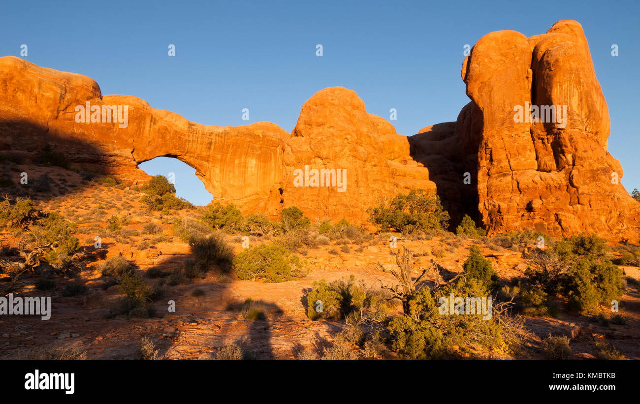 Window Arch in Arches National Park near Moab in Utah, USA Stock Photo ...
