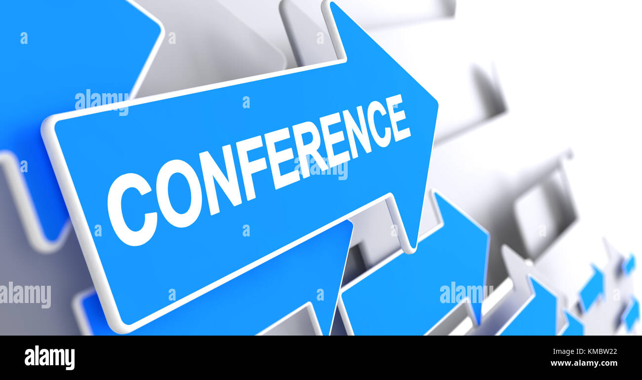 Conference - Message on the Blue Pointer. 3D Stock Photo - Alamy