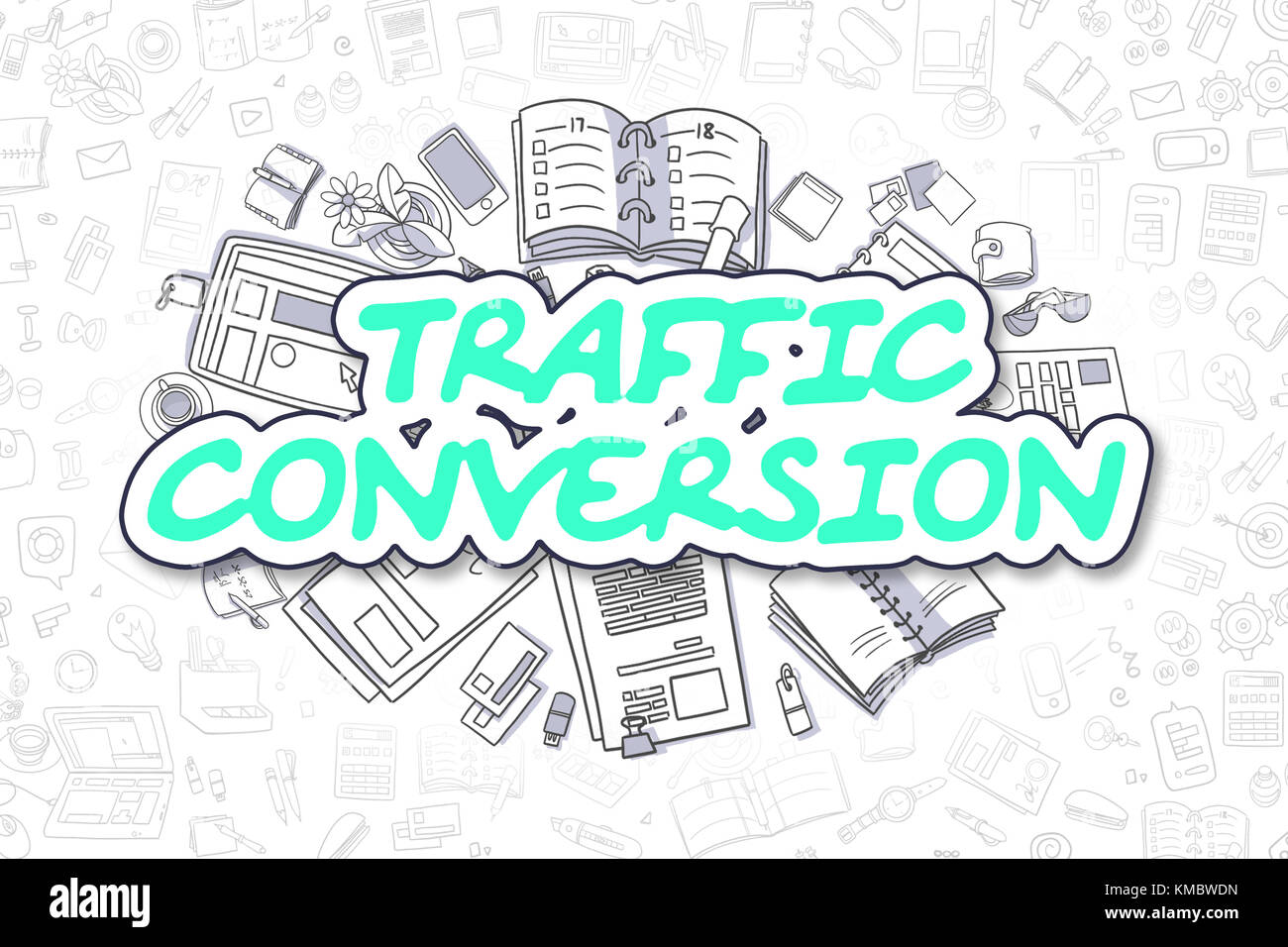Traffic Conversion - Cartoon Green Word. Business Concept Stock Photo ...