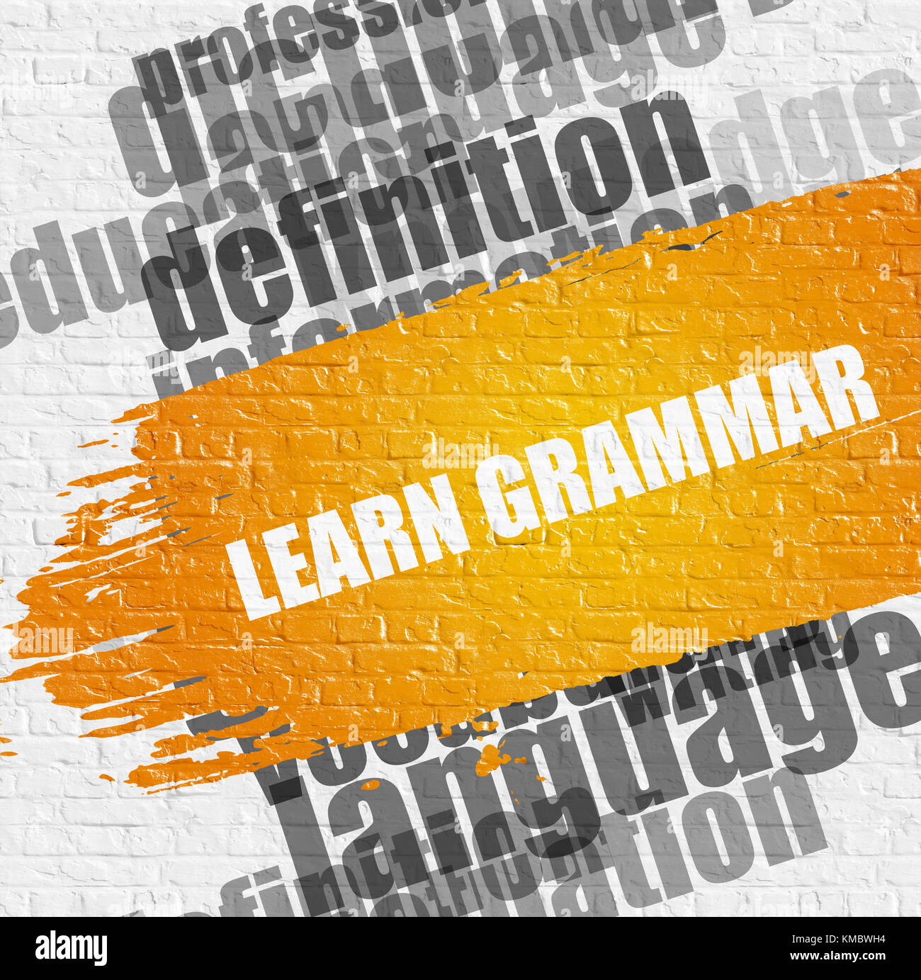 Learn Grammar on White Wall Stock Photo - Alamy