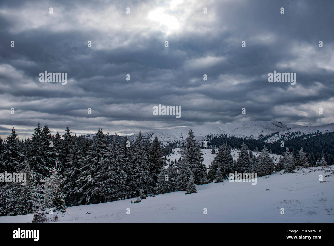 Winter landscape in Romania Stock Photo - Alamy