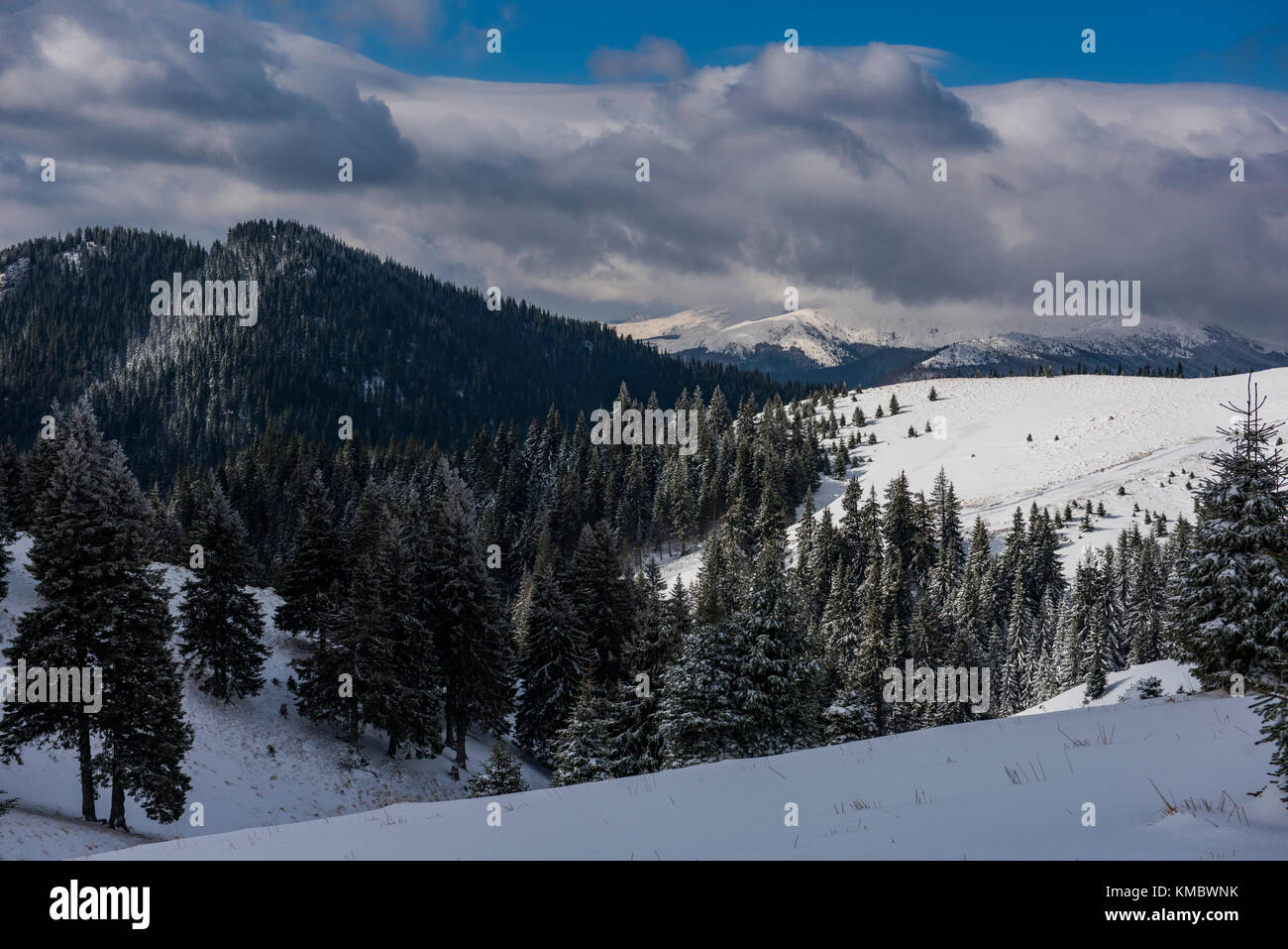Winter landscape in Romania Stock Photo - Alamy